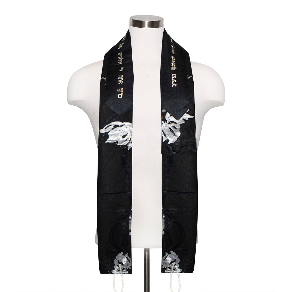 Black with Silver Sequined Flowers Tallit Set