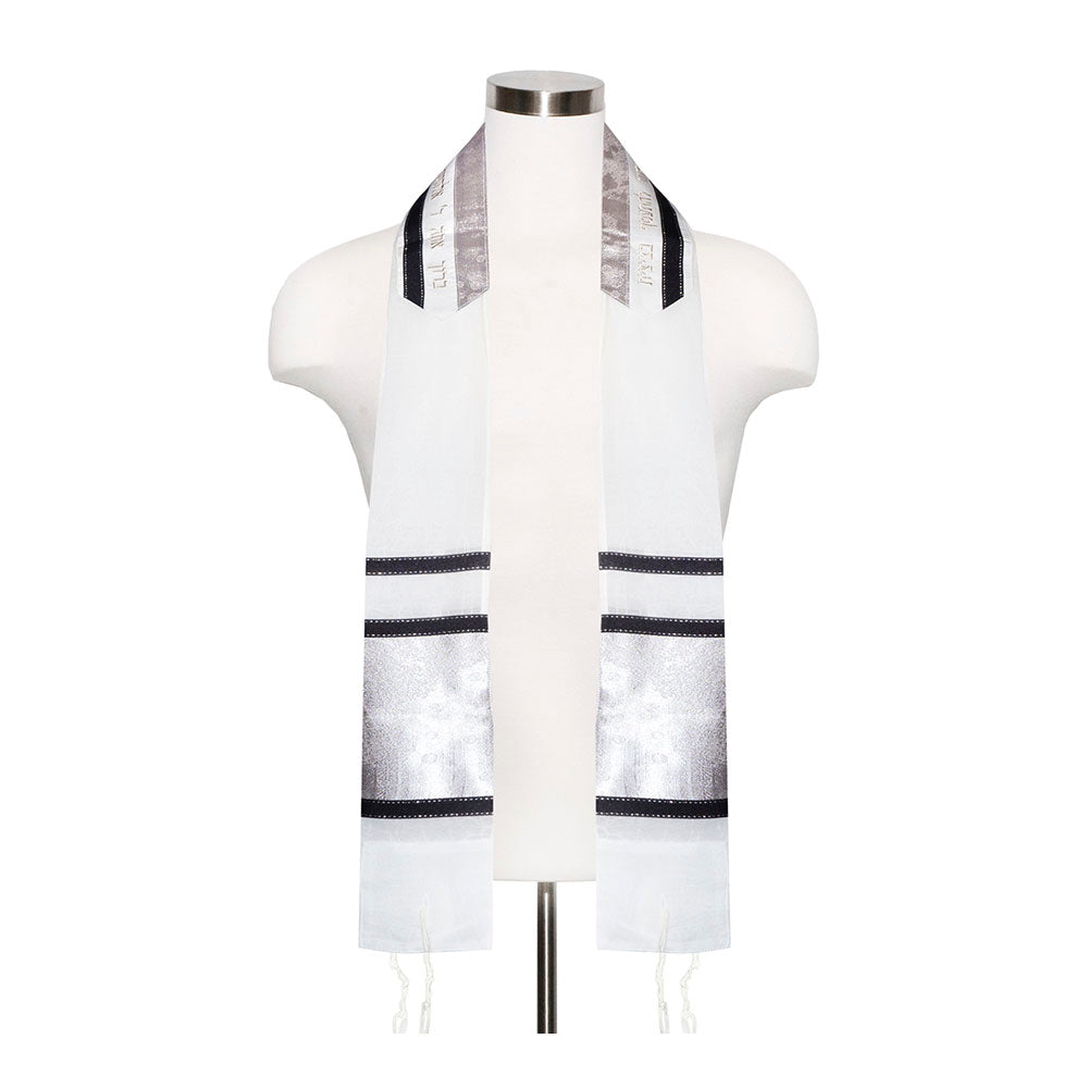 Pennsylvania (Sheer with Black and Silver Shimmer Satin) Tallit Set